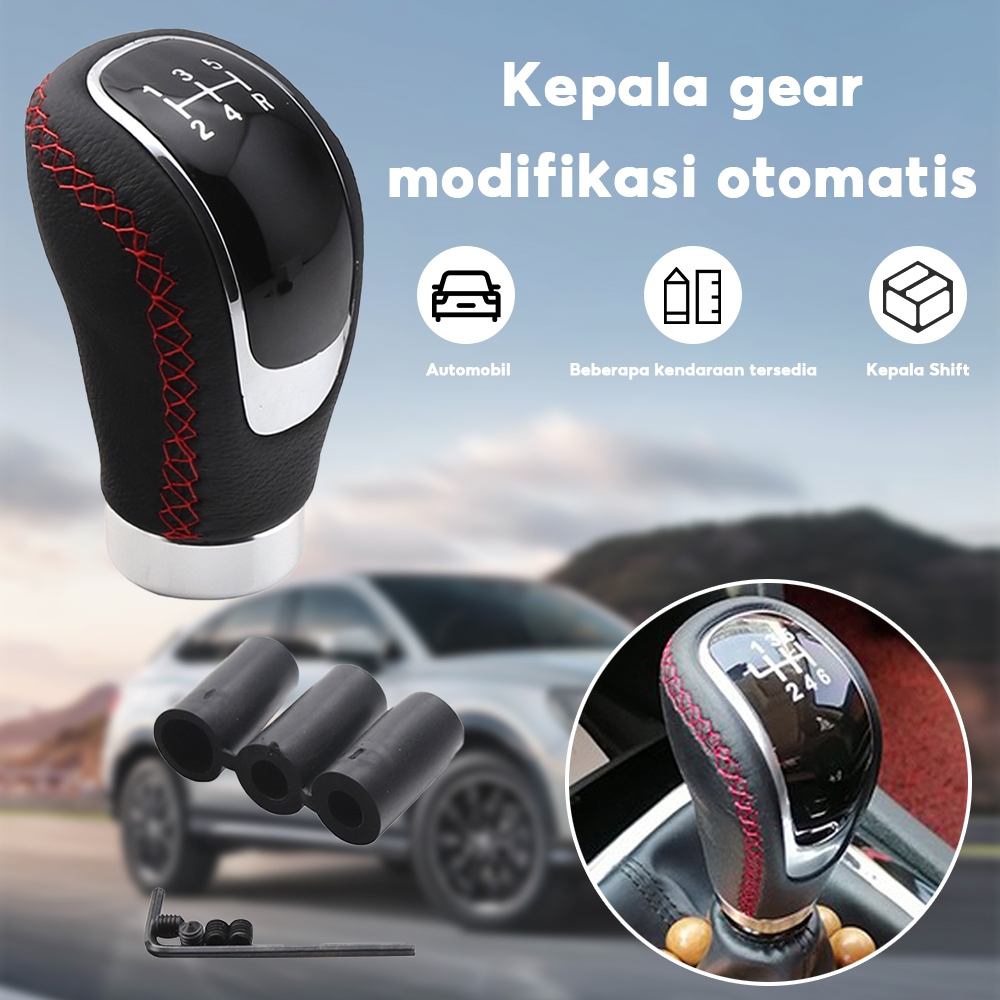 Jual 5 Kecepatan Hitam Jahitan Kulit Manual Mobil Gear Shift Knob Stick ...