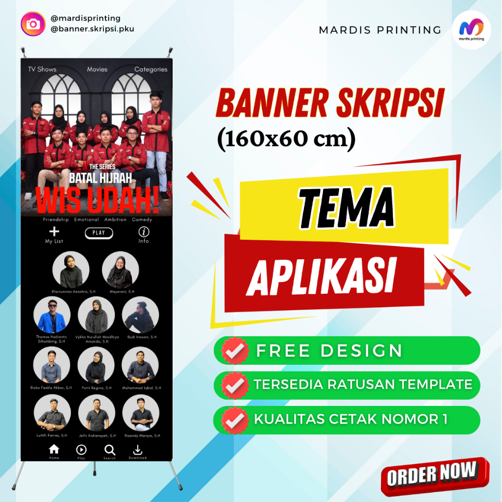 Jual Banner Sidang SKRIPSI+Rangka X Banner uk 160x60 cm Tema Aplikasi ...