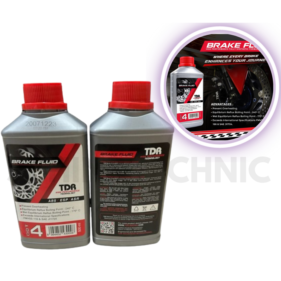 Jual Minyak Rem TDR Brake Fluid TDR Synthetic DOT 4 - 240C / 464F 500 ...