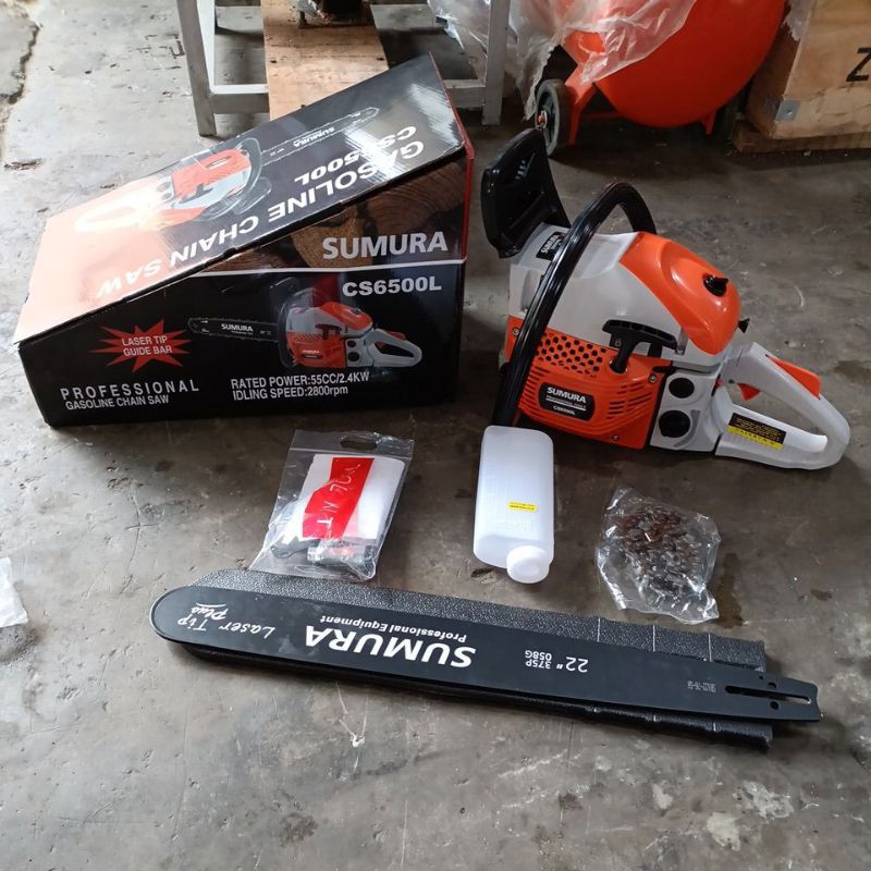 Jual chainsaw SUMURA mesin gergaji kayu pohon cs6500 + bar laser tip 22 ...