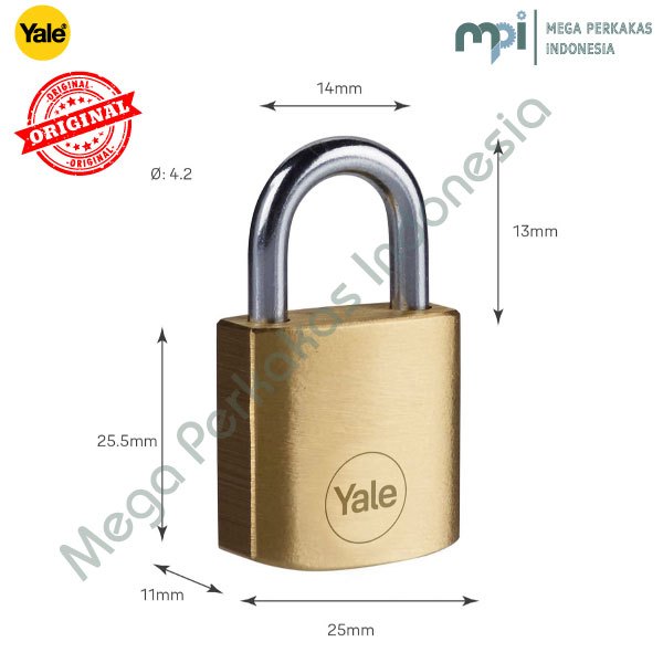 Jual GEMBOK YALE Y110B 25 mm Classic Series Outdoor Solid Brass Padlock ...