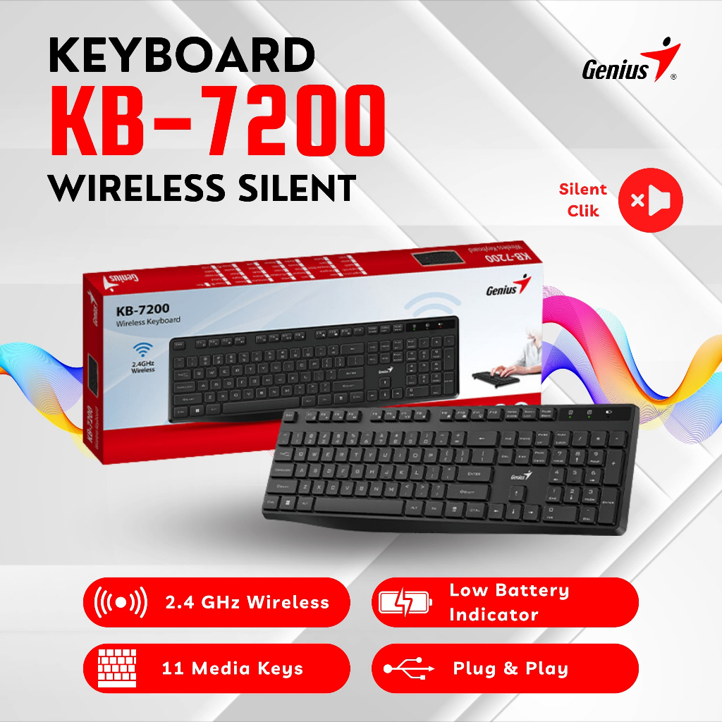 Jual Genius New Keyboard Wireless Silent KB 7200 Keyboard Genius KB ...