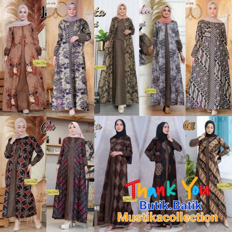 Jual [LD120] Gamis Batik Modern Murah Katun Halus Kombinasi Truntum ...