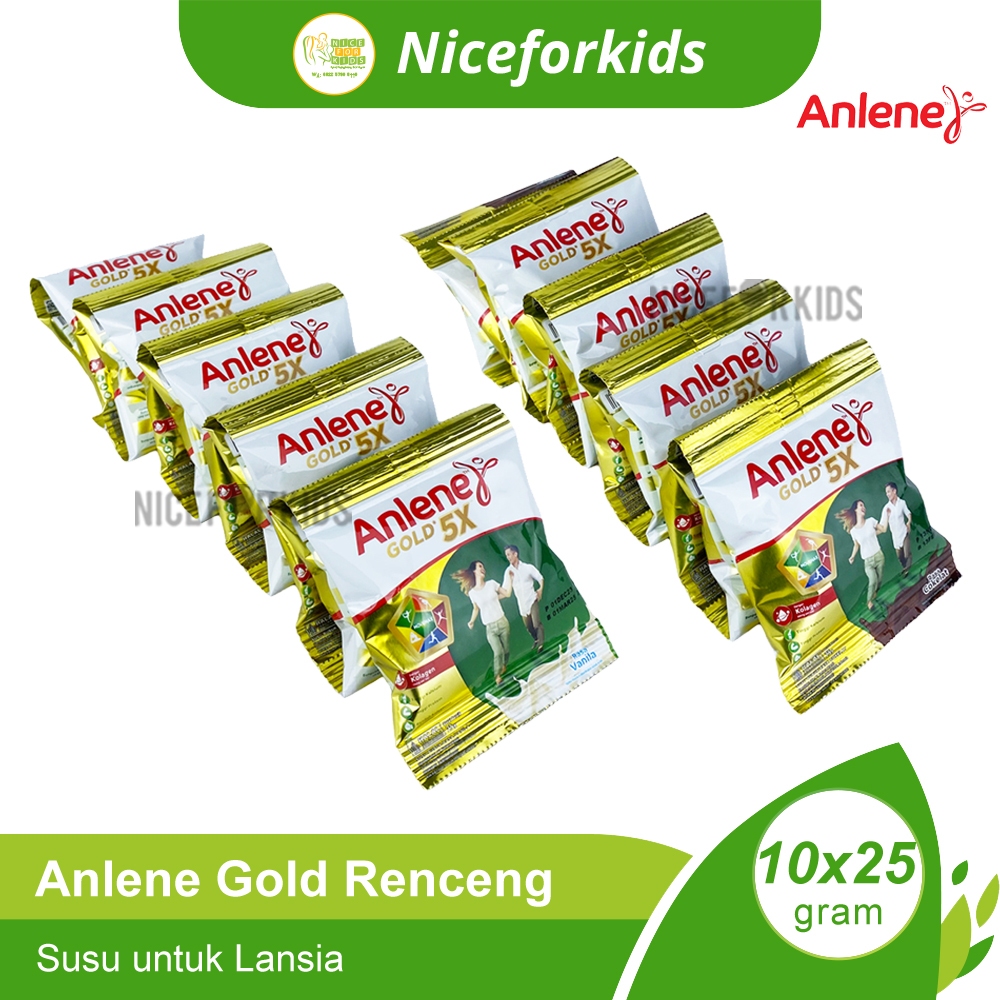 Jual Anlene Gold 5X Renceng Isi 10 x 25gr Susu Bubuk Tinggi Kalsium ...