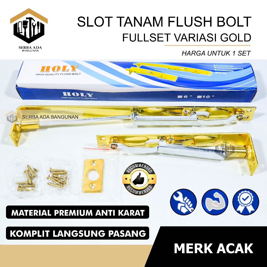 Jual Grendel tanam Flush Bolt Grendel Tanam Set 6"+10" l Slot Pintu l ...