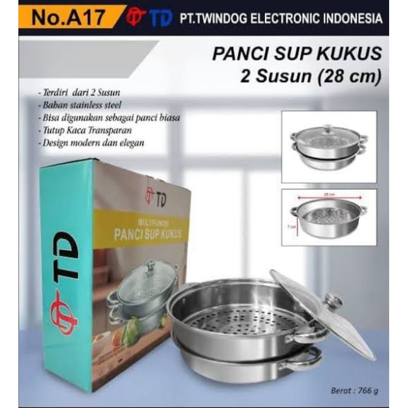 Jual Panci Steamer 2 Susun TD - Panci Kukus TD - Panci Steamer 28Cm ...