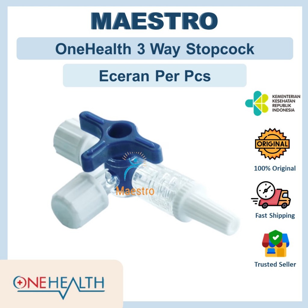 Jual OneHealth 3 Way Stopcock Three Way Stopcock Tanpa Ekor Tube Eceran ...