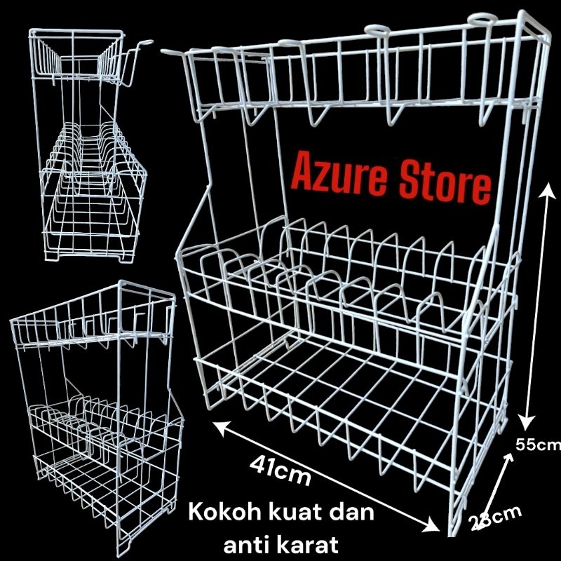 Jual Rak Piring dan Gelas Susun 3 (RPL03) Kokoh anti Karat RAK Dapur ...