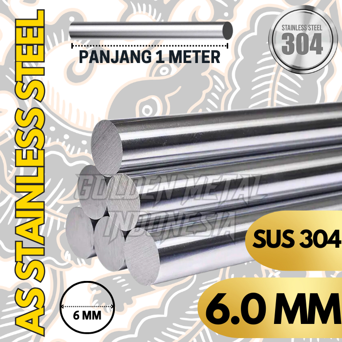 Jual As Bulat Stainless Steel 6MM SUS 304 X 1 METER | Shopee Indonesia