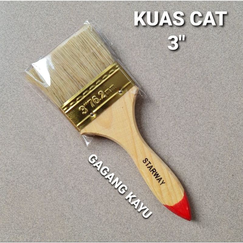 Jual kuas cat gagang kayu 3 inchi - iuas cat kayu tembok besi 3 ...