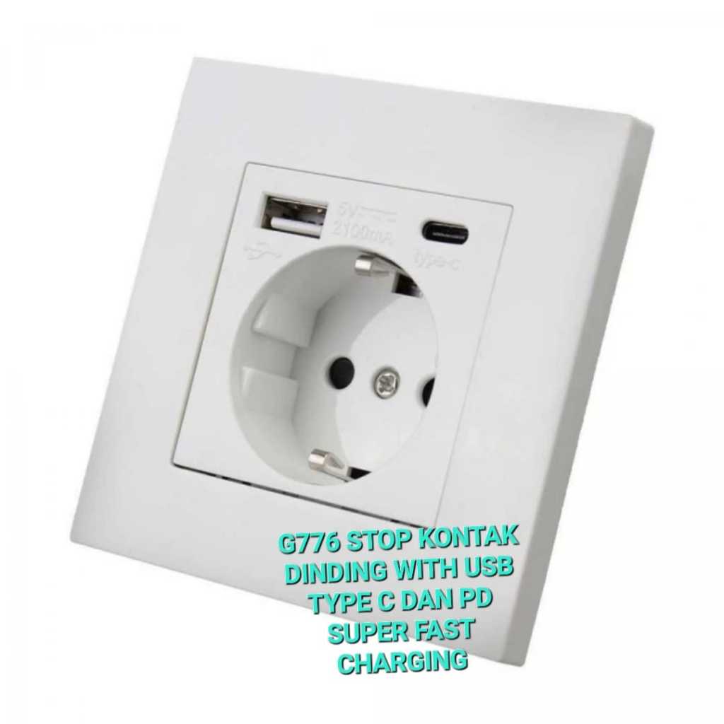 Jual G776 STOP KONTAK DINDING WITH USB TYPE C DAN PD SUPER FAST ...