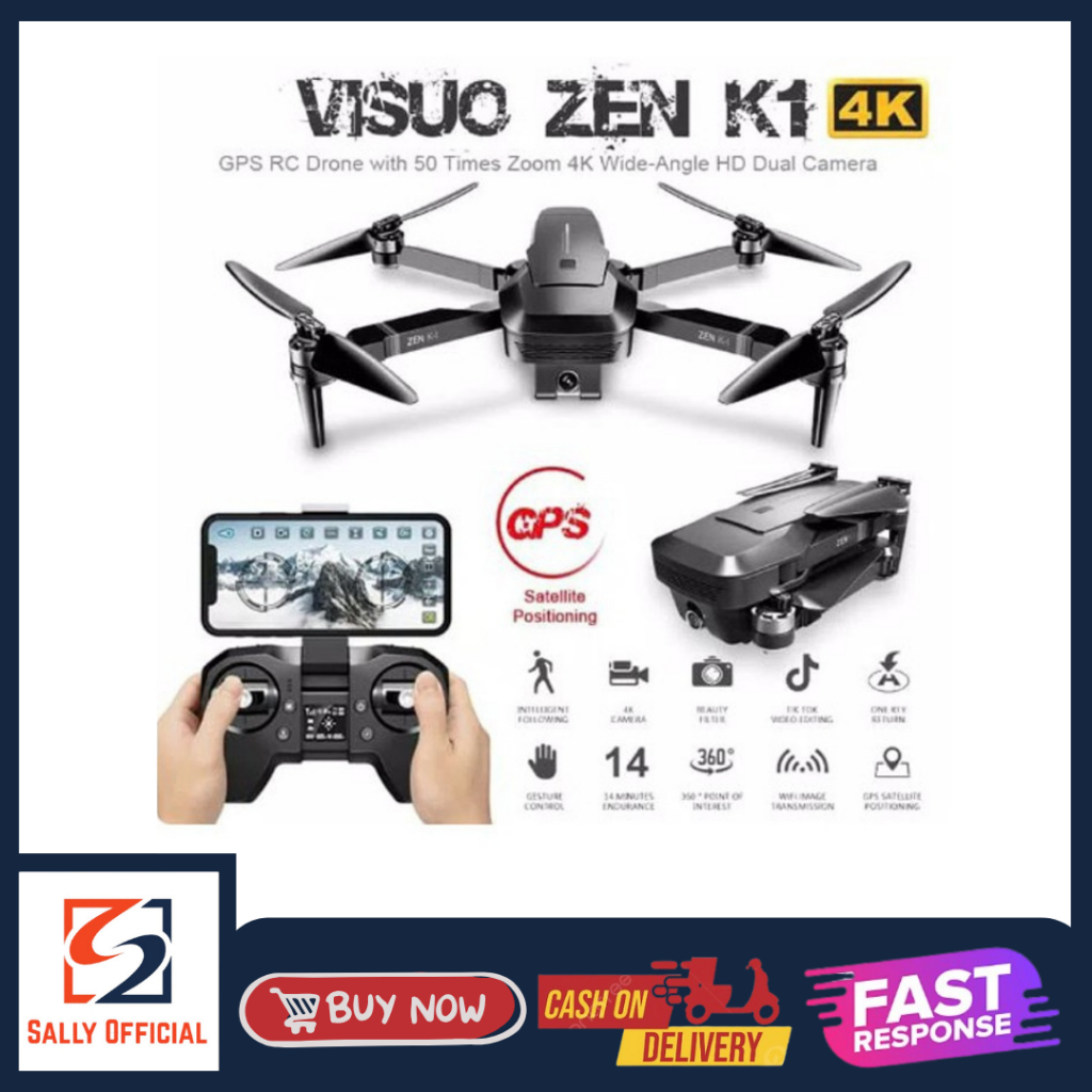 Jual VISUO ZEN K1 BRUSHLESS 4K HD VIDEO GPS RC DRONE | Shopee Indonesia