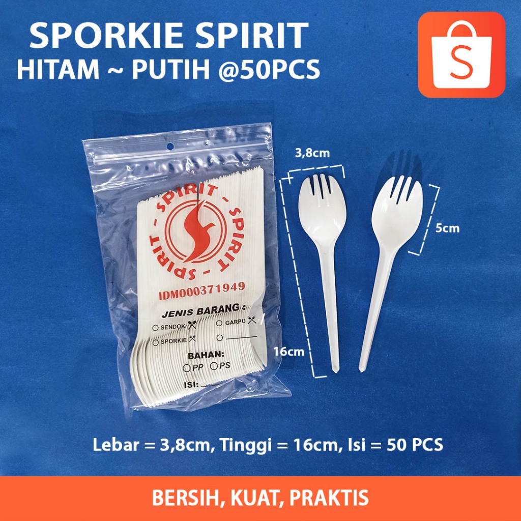 Jual Sendok Garpu Sporkie Putih Hitam Merk Spirit (50 Pcs) | Shopee ...