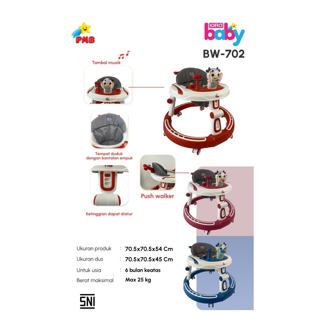 Jual Baby Walker PMB Iora BW 702 2in1 / BW 703 705 706 Walker Murah PMB Music and Light | Shopee ...