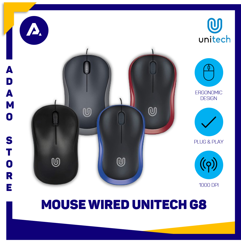 Jual Mouse Unitech G8 Optical USB Wired Mouse Kabel 1000DPI | Shopee ...
