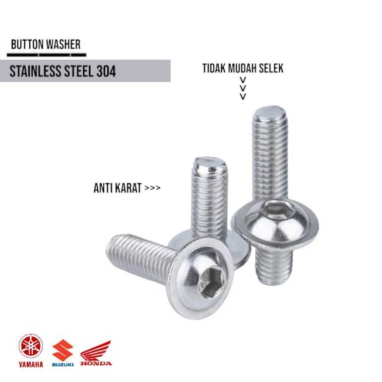 Jual (5 PCS) Button washer M5 x 25 Baut L SS 304 ANTI KARAT DRAT 5mm ...