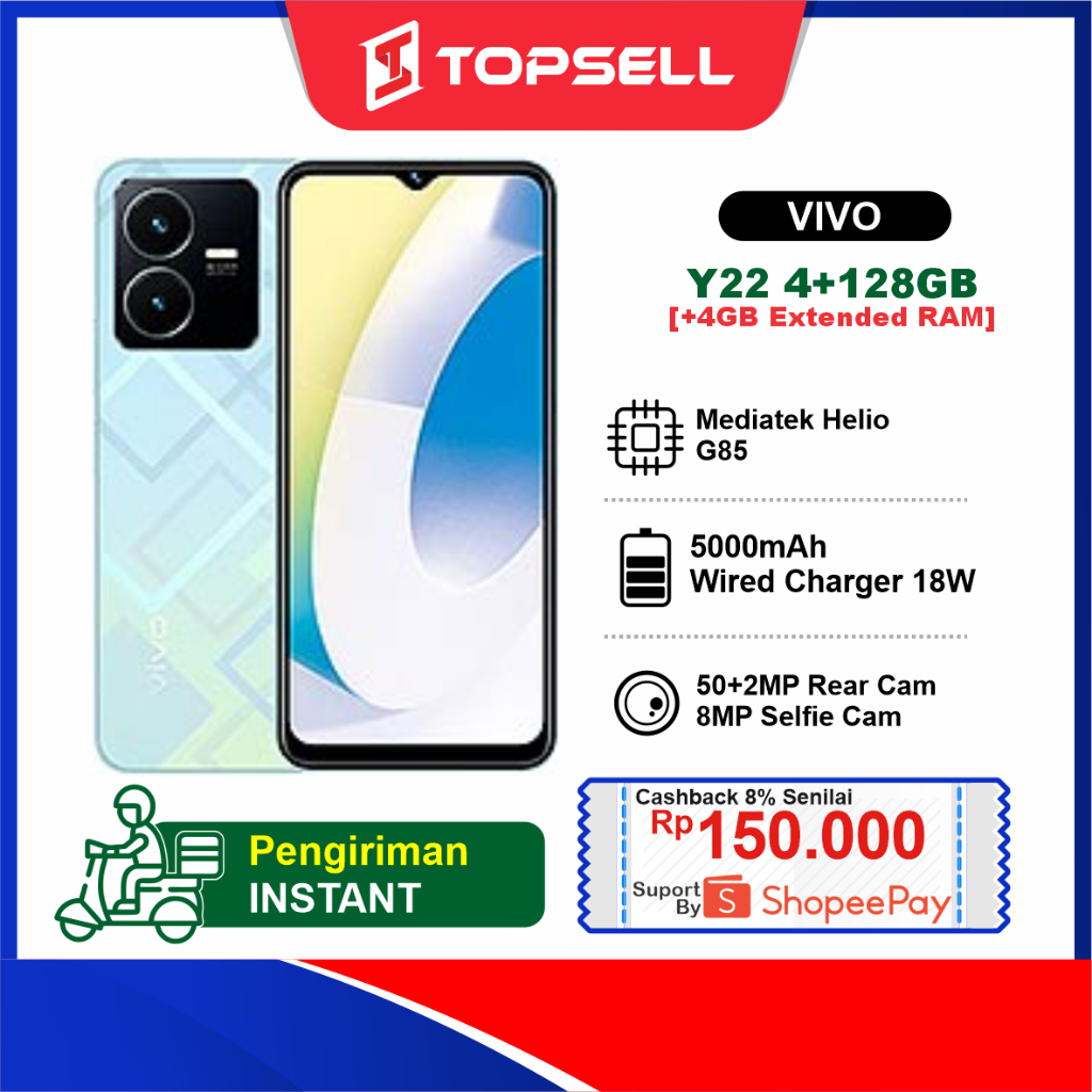 Jual Vivo Y22 6/128GB 4/128GB Garansi Resmi | Shopee Indonesia