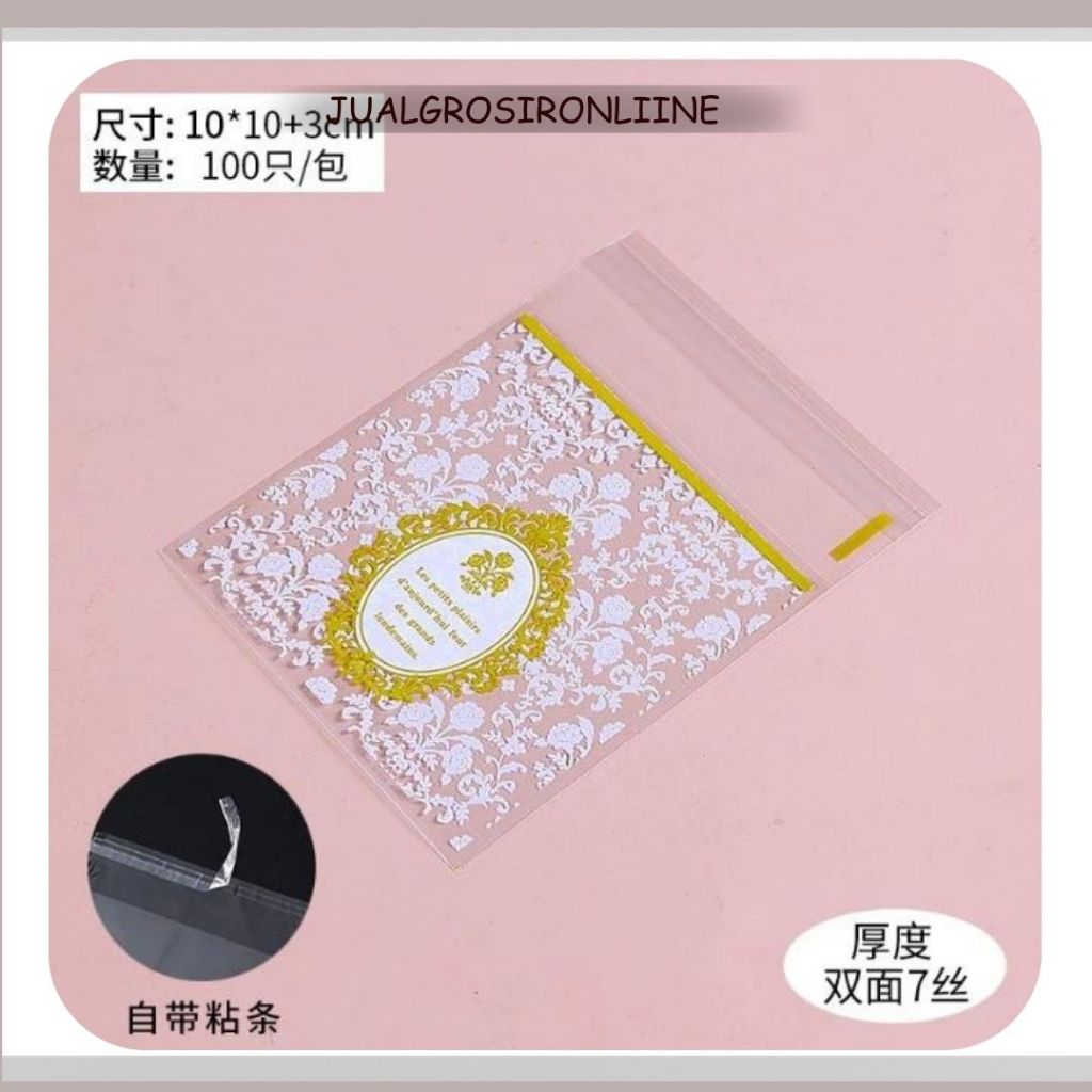 Jual Plastik Cookies Gold Floral 10X10 Packing Packaging Baking Kue ...