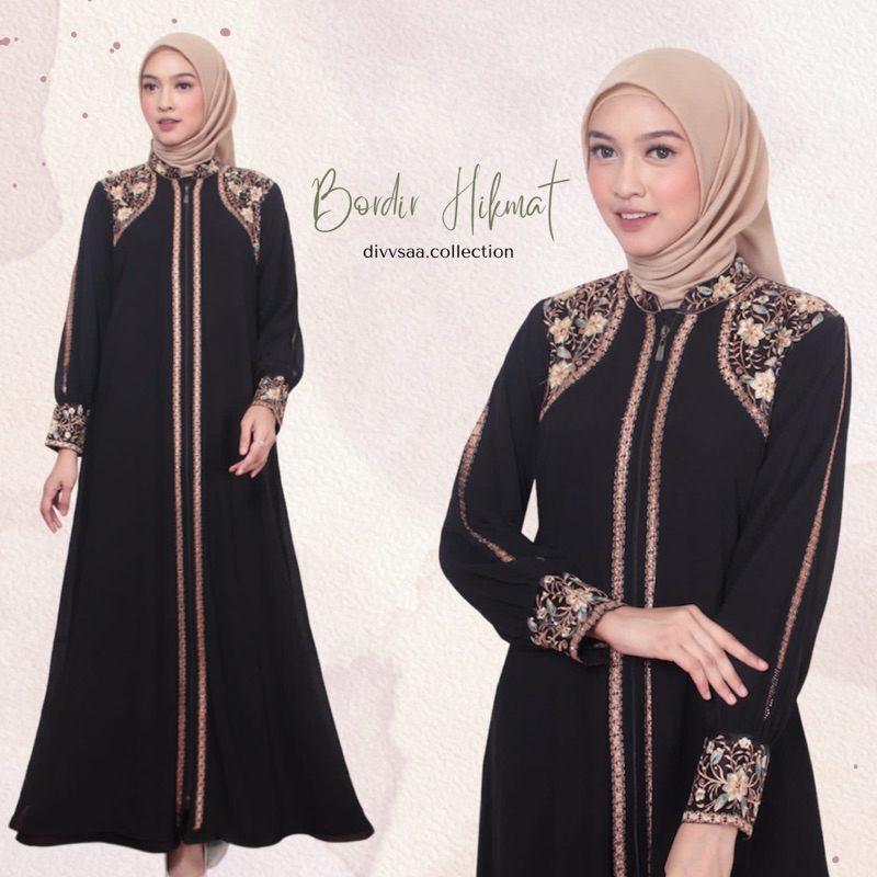 Jual GAMIS ABAYA TURKEY HITAM BUSUI BORDIR BUNGA TERBARU QUEEN 02 ...