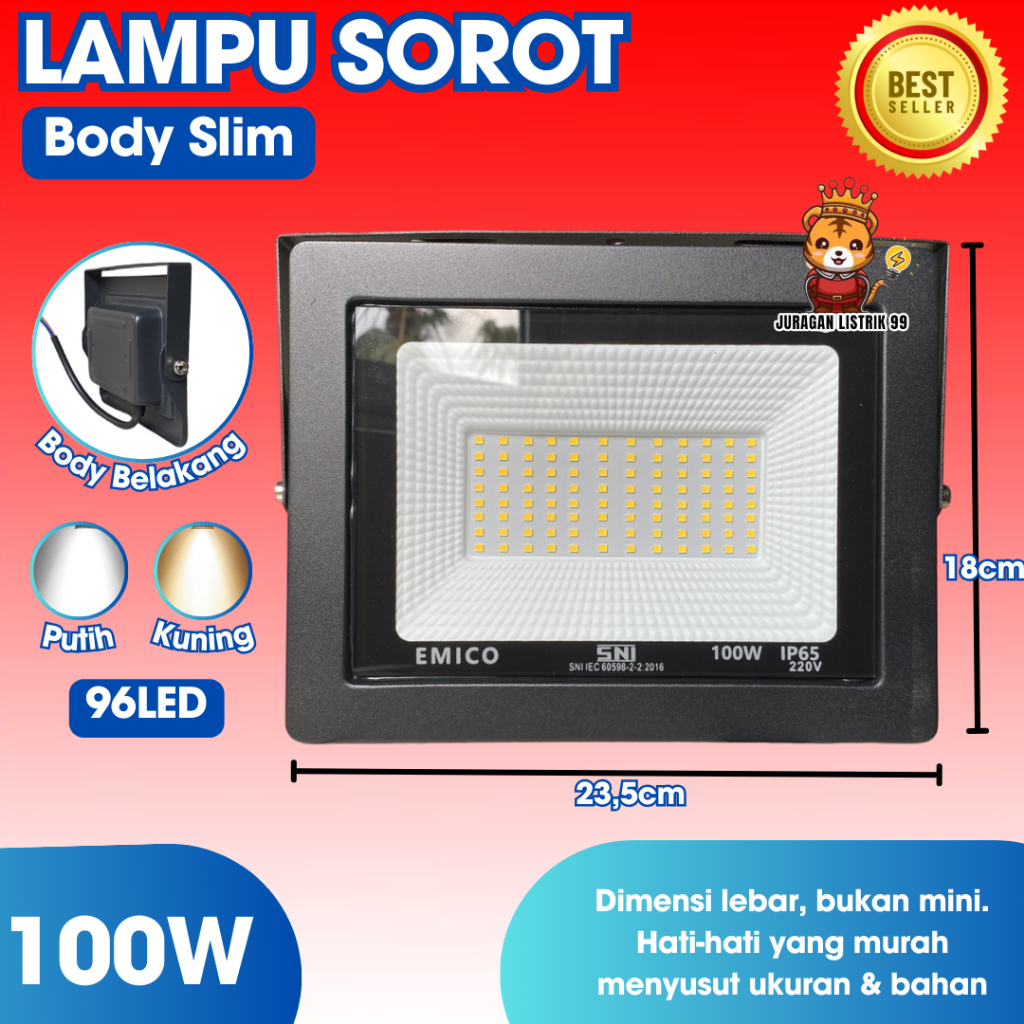 Jual LAMPU SOROT LED 100W 100 WATT / FLOODLIGHT OUTDOOR TEMBAK LAPANGAN | Shopee Indonesia