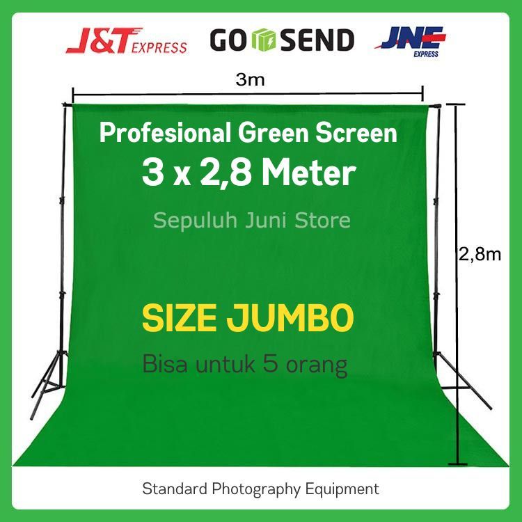 Jual Green Screen Background Foto Hijau Polos Ukuran 3x2,8 Meter ...