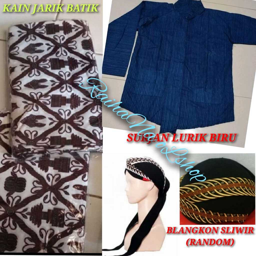 Jual BAJU ADAT JAWA LAKI | SURJAN LURIK BIRU + KAIN JARIK BATIK ...