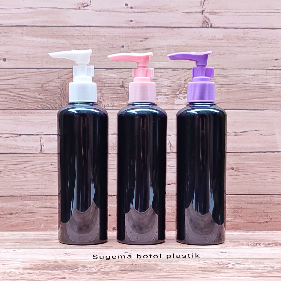 Jual Botol Pump Lotion 250ml Hitam / Botol Sabun Cair 250 Ml / Botol Plastik Pet 250ml Pump Clip ...