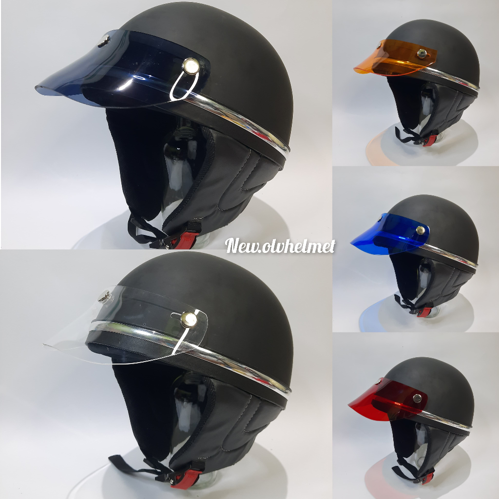 Jual HELM CHIPS RETRO LIS CHROME CLASSIC PET TRANSPARAN PRIA WANITA ...