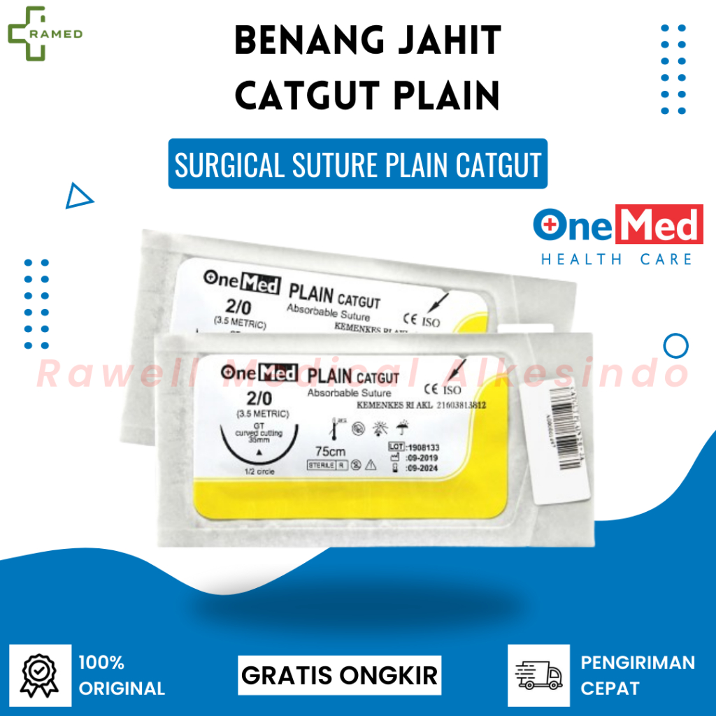 Jual Benang Jahit Catgut Plain + Jarum OneMed Per Pcs | Surgical Suture ...