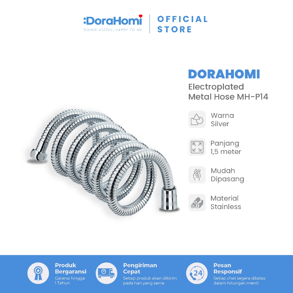 Jual DoraHomi Selang Fleksibel Pipa Jet Bidet Shower Head Mandi Fleksibel Universal Hose 145cm ...