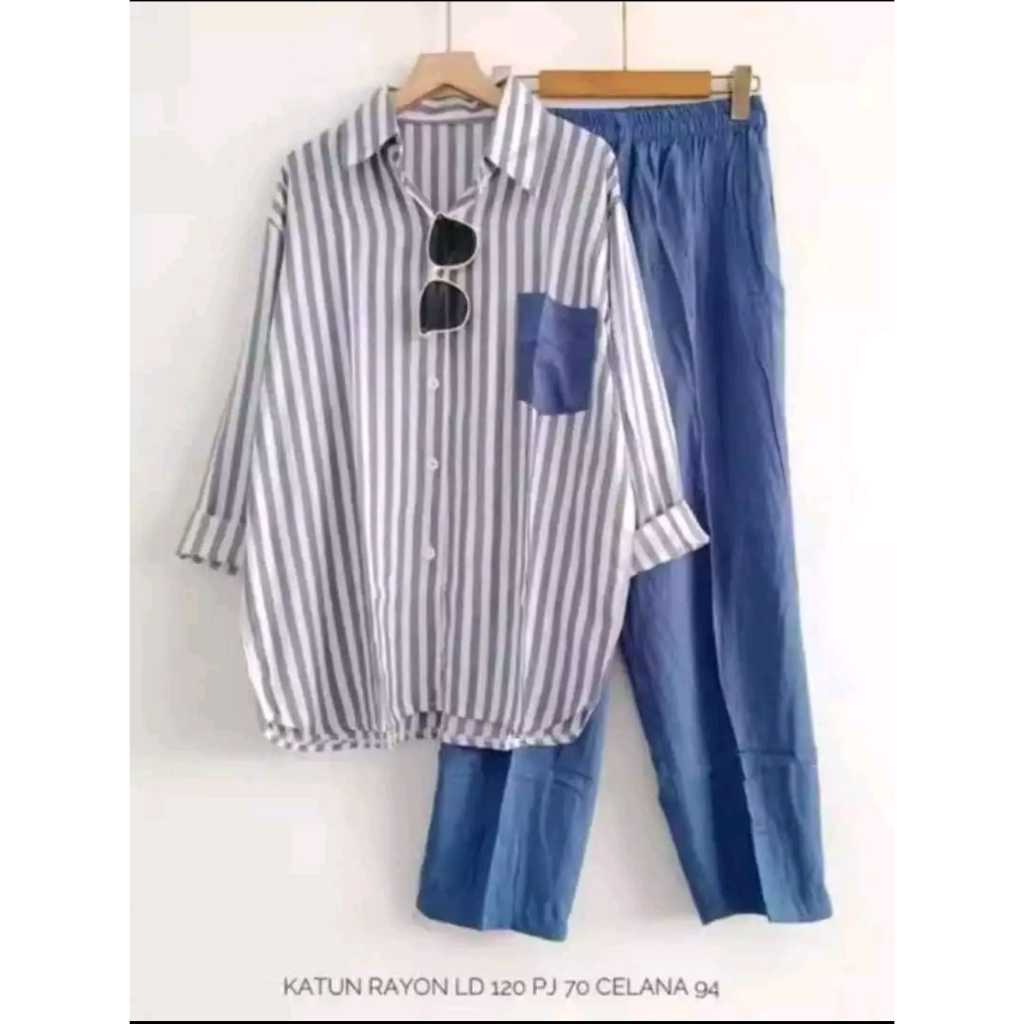 Jual MIYRA OUTFIT SETELAN WANITA MOTIF SALUR // SET WANITA TERBARU ...