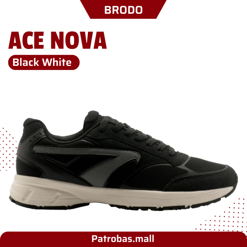 Jual BRODO Ace Nova Black White Original Sepatu Sneakers Casual Shoes ...