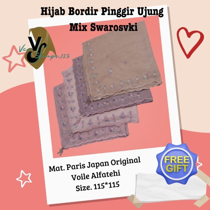 Jual Mirya Hijab, Paris Alfatehi Atau ORI dengan Bordir dipinggir dan ...
