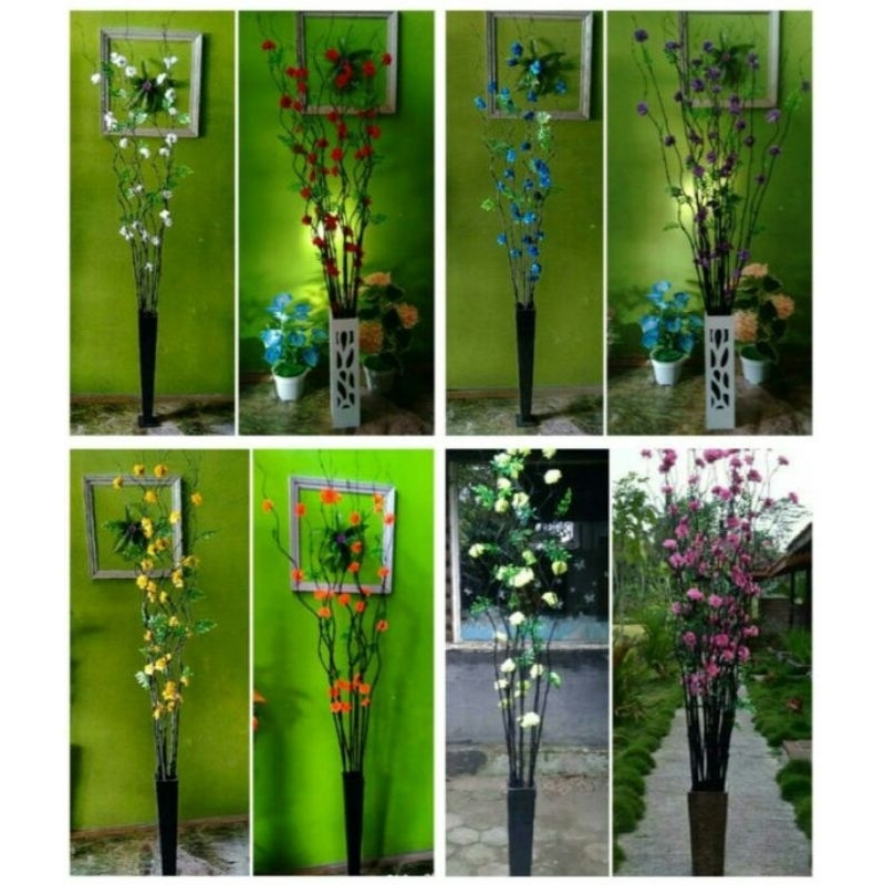 Jual Bambu ulir anyelir paket pot bunga hias artificial imitasi palsu ...