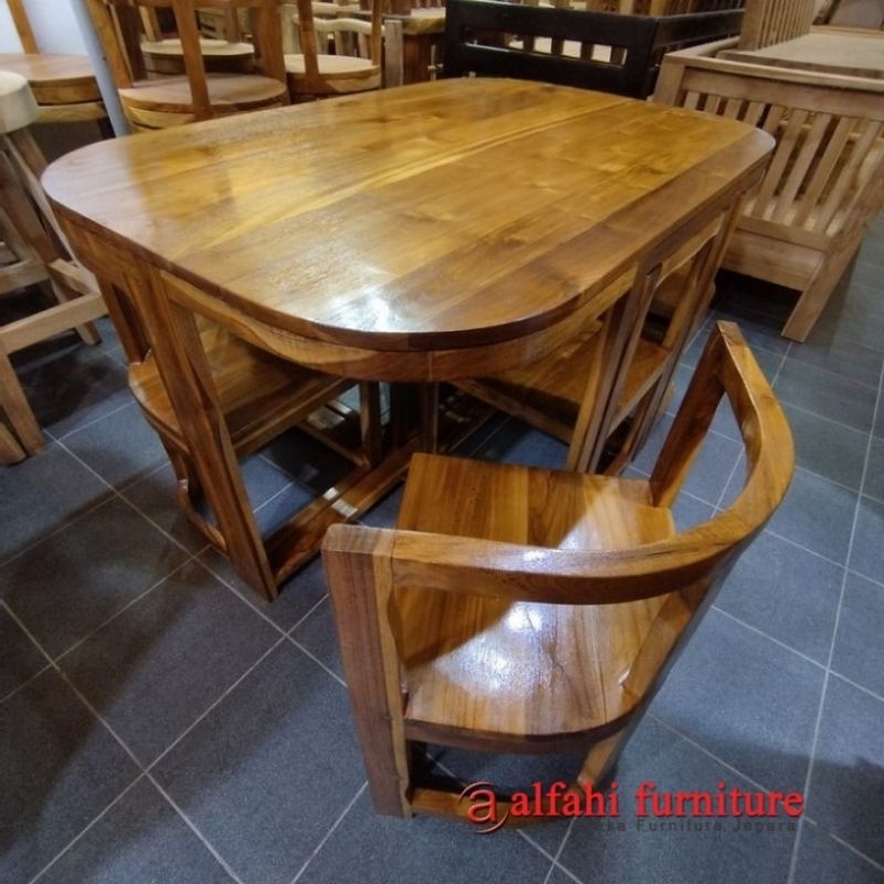Jual SET MEJA MAKAN MINIMALIS JATI | MEJA MAKAN RESTO | MEJA MAKAN KAYU | Shopee Indonesia
