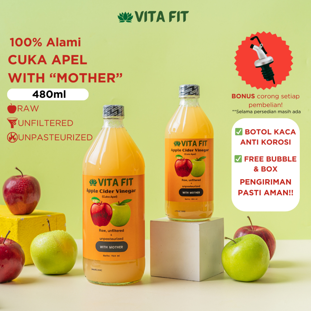 Jual VITA FIT CUKA APEL 480ml / APPLE CIDER VINEGAR WITH MOTHER / CUKA ...