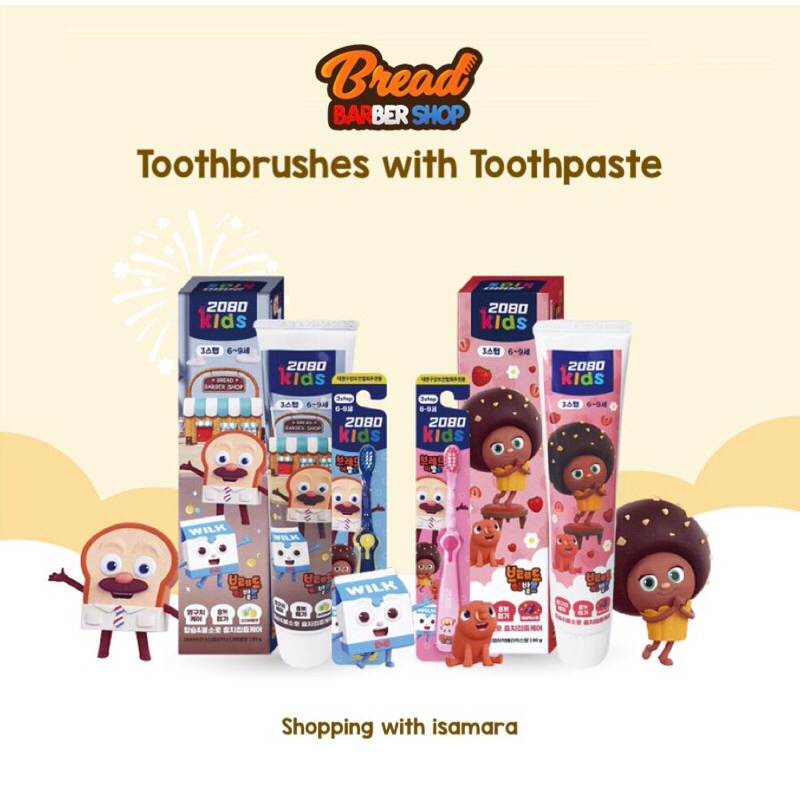 Jual Kids 2080 x Bread Barbershop Toohbrush with Toothpaste / Sikat ...