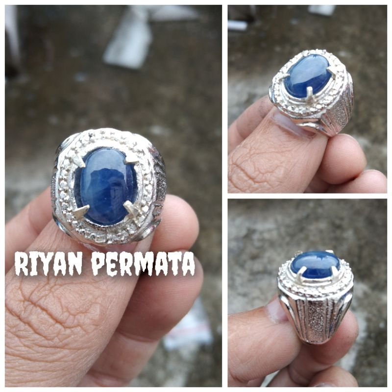 Jual Cincin batu permata natural blue safir Burma ring cakar | Shopee ...