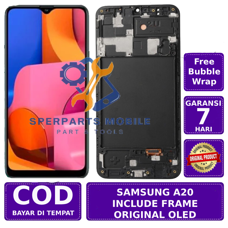 Jual LCD SAMSUNG A20 INCLUDE FRAME ORIGINAL INCEL GARANSI+PACKING ...