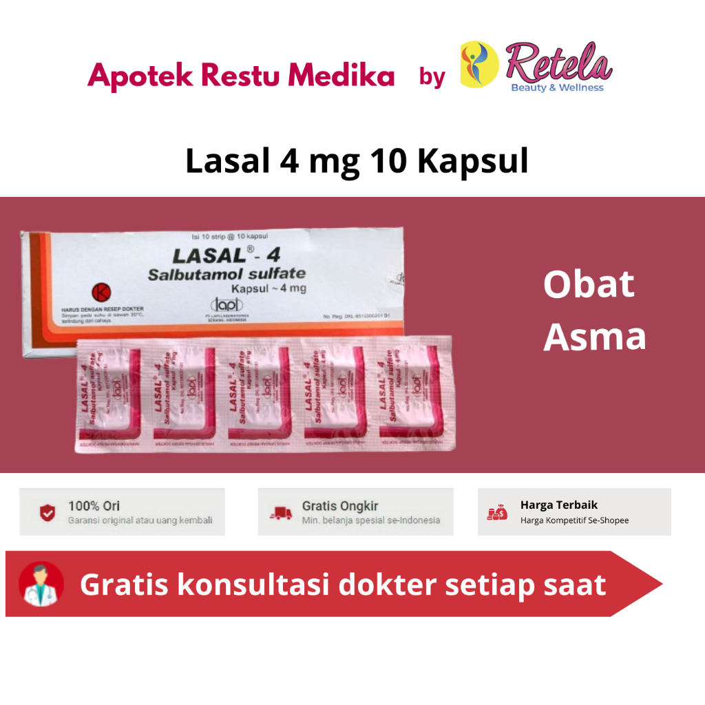 Jual LASAL 4MG 1 STRIP 10 TABLET / OBAT ASMA | Shopee Indonesia