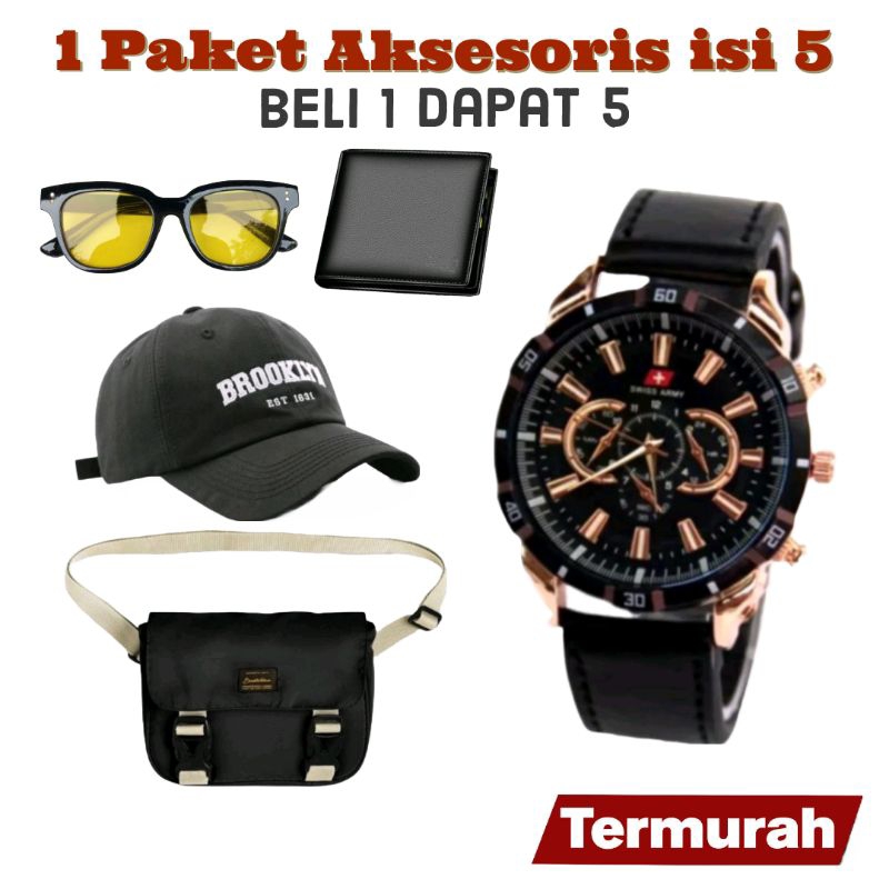 Jual PAKET 5 IN 1 !! Tas Salempang Pria Model Terbaru Bonus Jam Tangan ...
