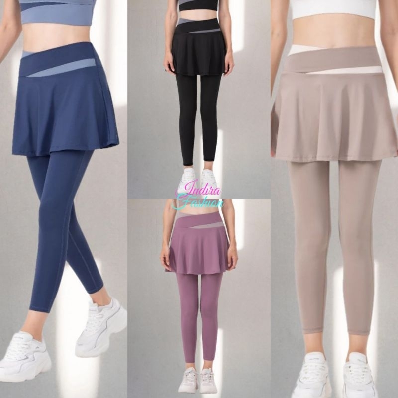 Jual Legging Rok Yoga Twist Colour / Legging Rok Sport Untuk Yoga Lari ...