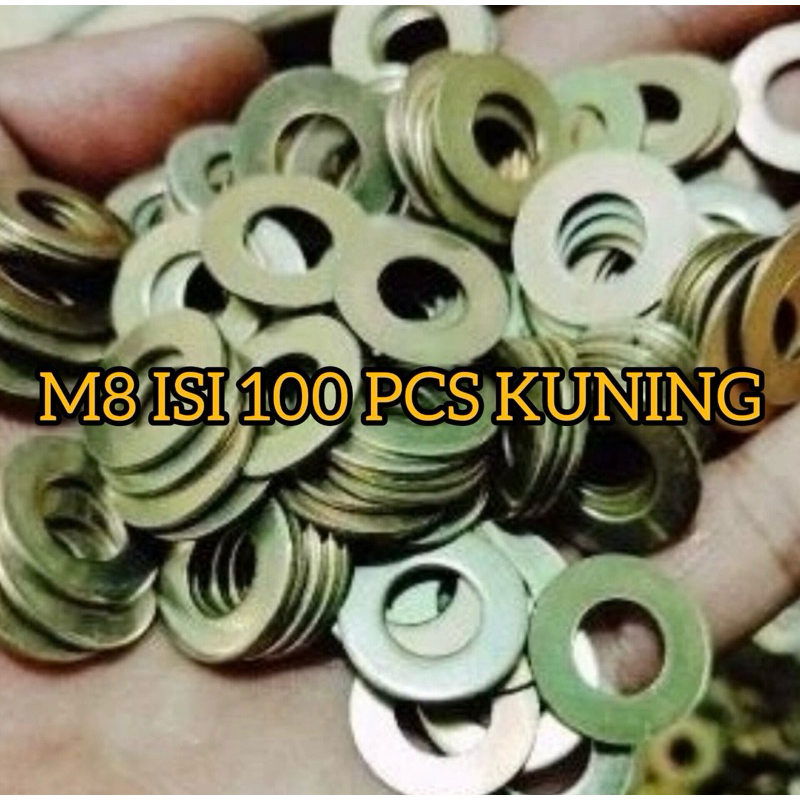 Jual RING M8 100 pcs RING plat M8 KUNING ( untuk baut kunci 12 ...