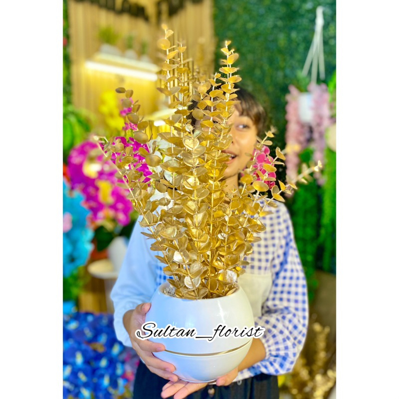 Jual Bunga Meja dollar Gold VAS BOLA | Shopee Indonesia