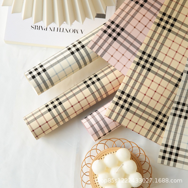 Jual 5 lembar kertas bucket motif garis kotak bahan bucket dan craft ...