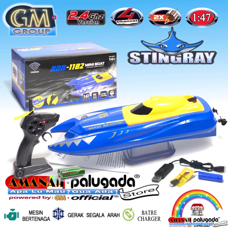 Jual GM RC-Boat RDR-1182 Stingray 2.4GHz 4CH Mainan Air Perahu Kapal ...