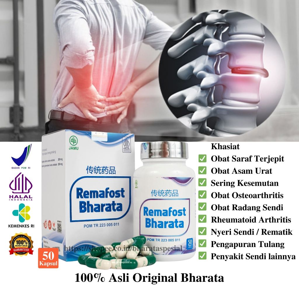 Jual Obat Syaraf Kejepit Urat Terjepit Ampuh REMAFOST BHARATA Original ...