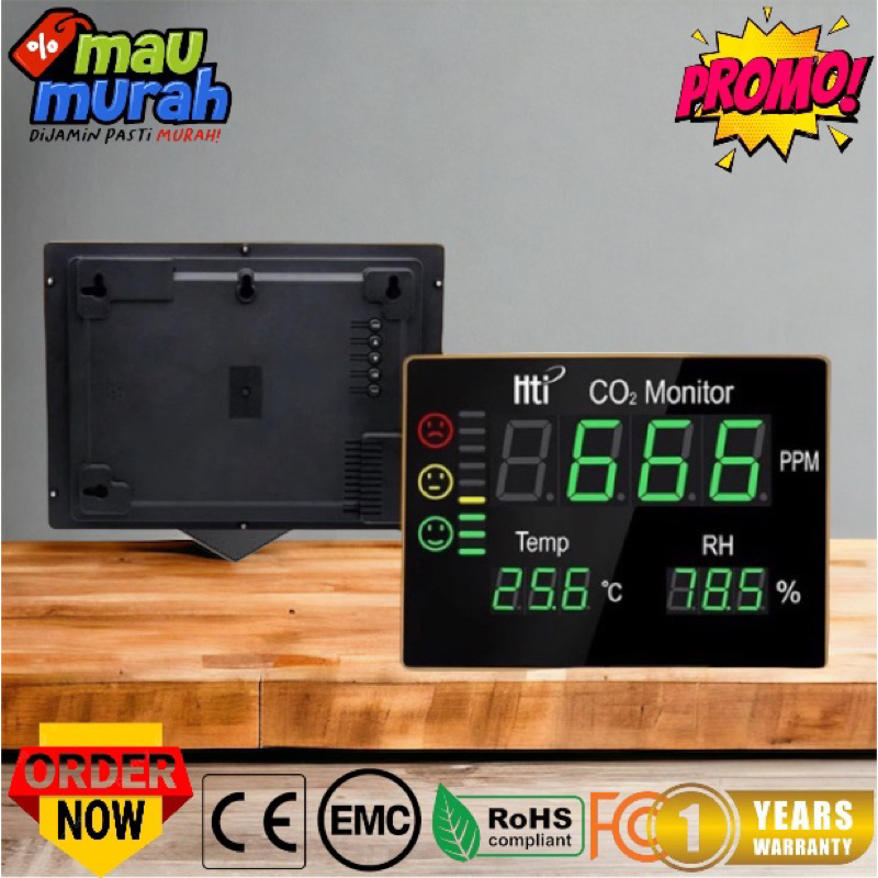 Jual HTI HT 2008 Wall-mounted CO2 Meter Karbon Dioksida HT2008 | Shopee ...