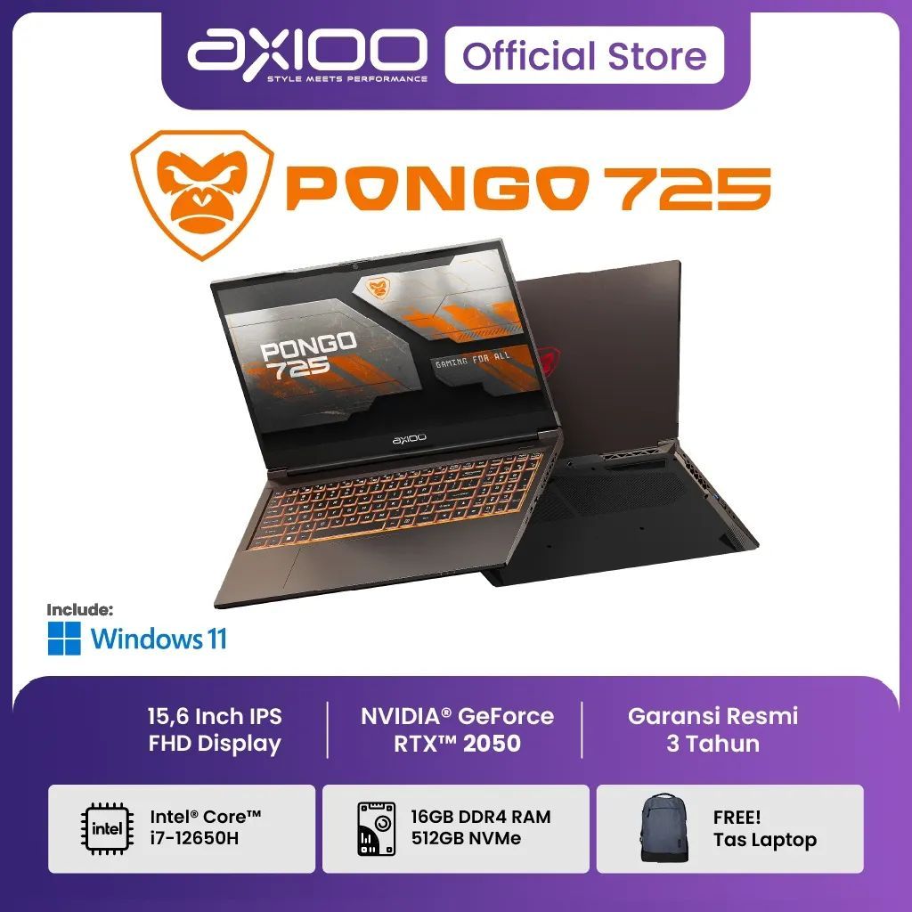 Jual LAPTOP AXIOO PONGO 725 i7-12650H/Ram 16/512/RTX 2050/Win 11 PRO ...