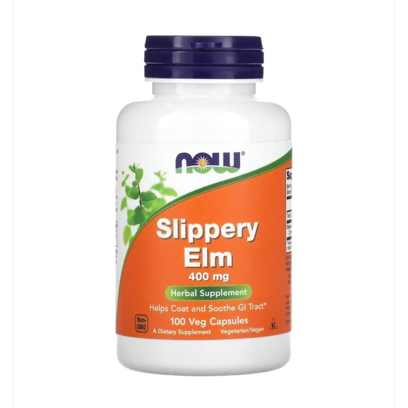 Jual Now Foods Slippery Elm 400 mg 100 veg capsules original USA ...